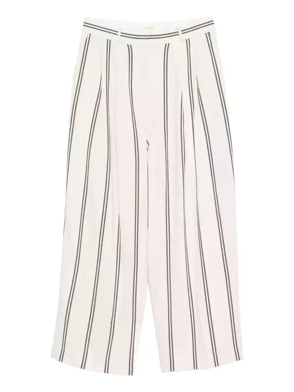 PSOPHIA Stripe-pattern Pleated Trousers - Neutrals