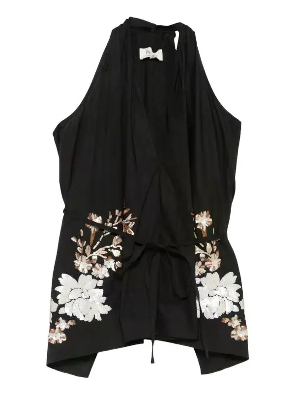 PSOPHIA Floral Halterneck Top - Black