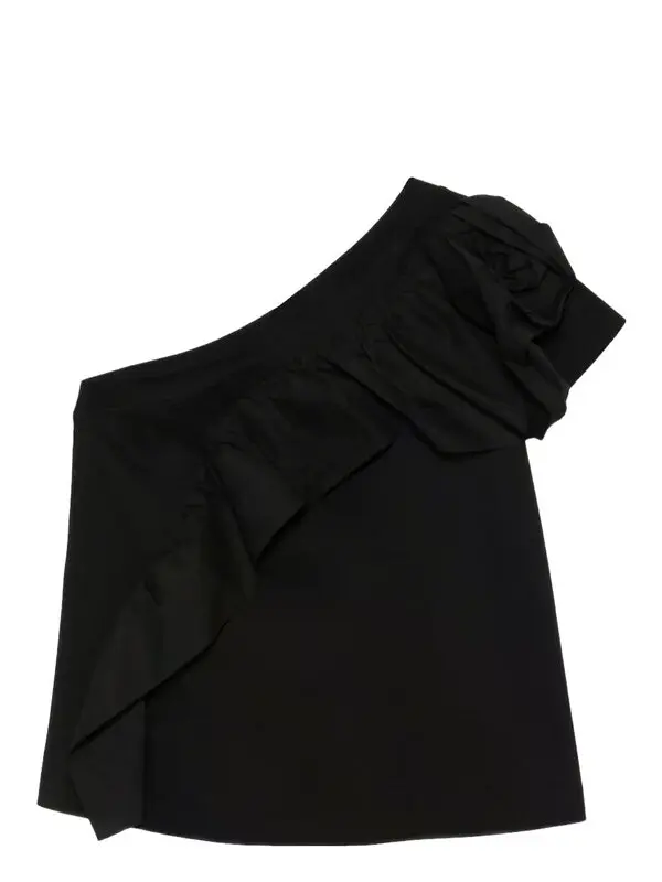 PSOPHIA Ruffled One-shoulder Top - Black