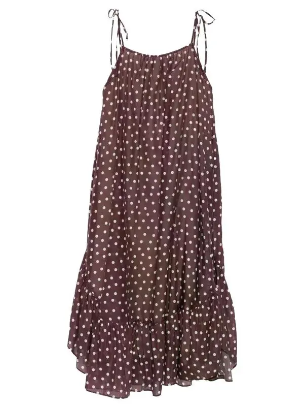 PSOPHIA Polka-dot Ruffled Midi Dress - Brown