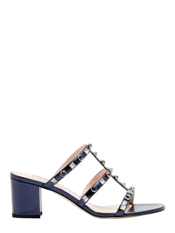 Valentino Garavani Rockstud Slide Sandals With Cabochon - Blue