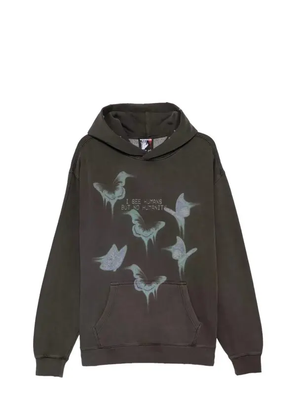 WARMAN Butterfly-print Hoodie - Grey