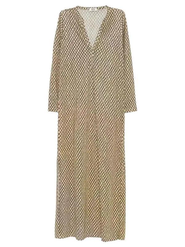 SIYU V-neck Printed Maxi Dress - Neutrals