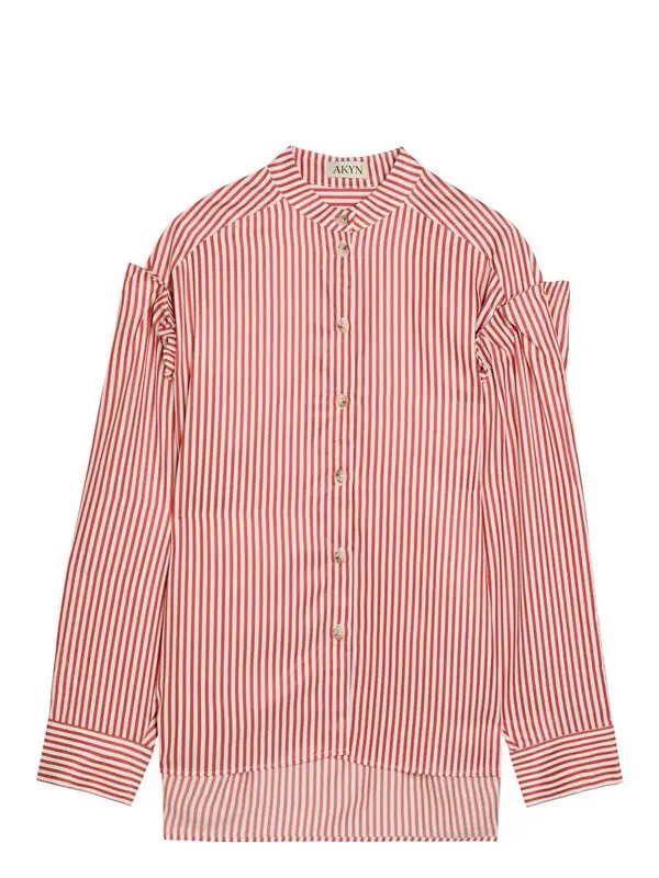 AKYN Kaia Striped Lyocell Shirt - Red