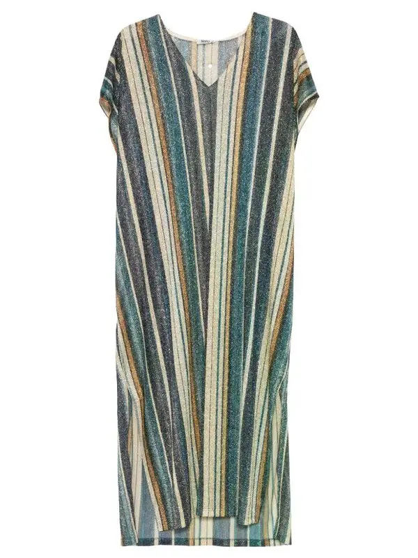 SIYU Striped V-neck Maxi Dress - Blue
