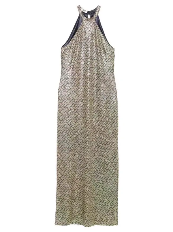 SIYU Basketweave-pattern Maxi Dress - Gold