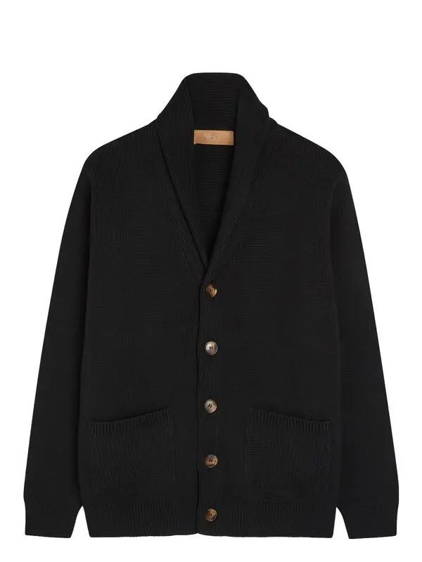 NOW YOU LIVE Carlton Cotton Cardigan - Black