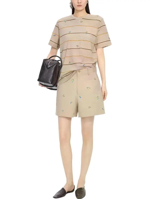 JNBY Striped Embroidered T-shirt - Neutrals