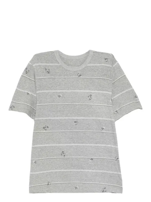 JNBY Striped Embroidered T-shirt - Grey