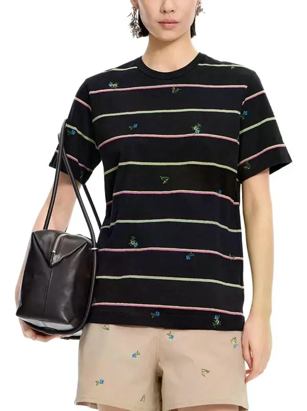 JNBY Embroidered Striped T-shirt - Black