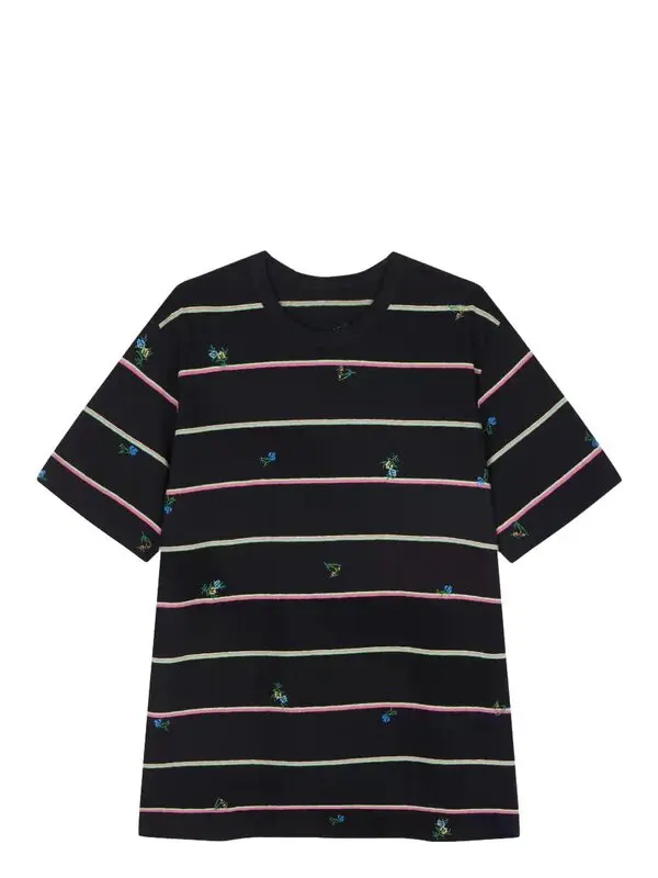 JNBY Embroidered Striped T-shirt - Black