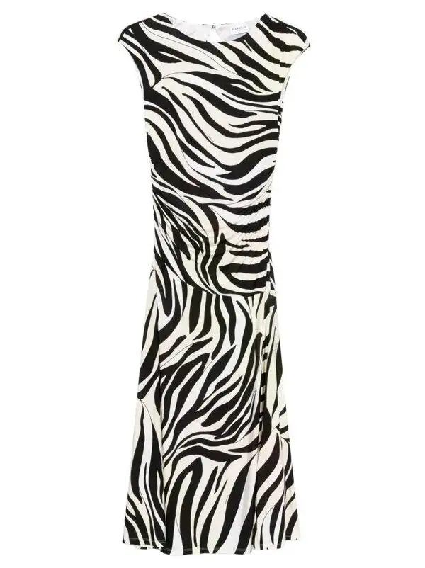 Marella Rugiada Zebra-pattern Midi Dress - Black