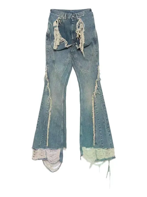 Rick Owens Distressed Flared Jeans - Blue