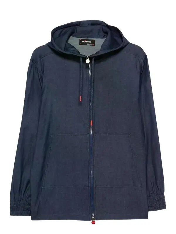 Kiton Hooded Zip-up Overshirt - Blue