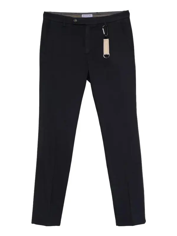 MANUEL RITZ Micro-texture Slim-fit Trousers - Black