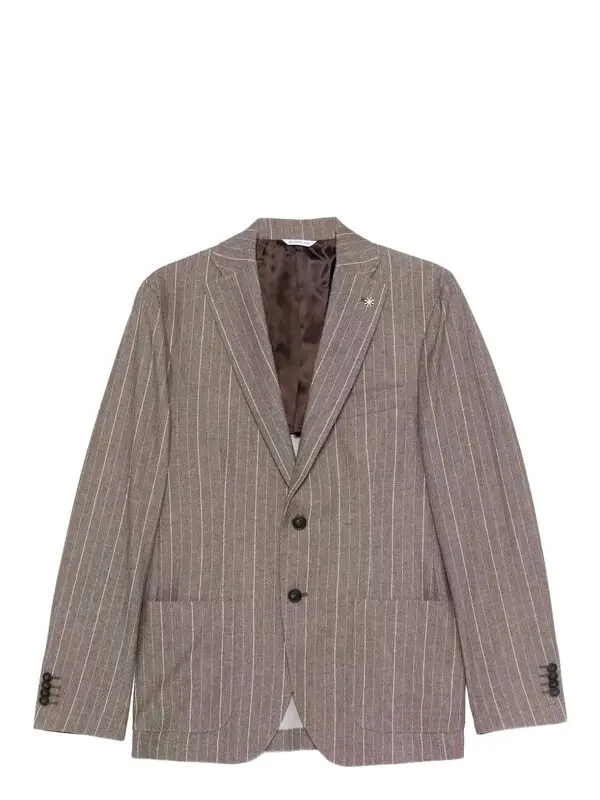 MANUEL RITZ Striped Two-button Blazer - Brown