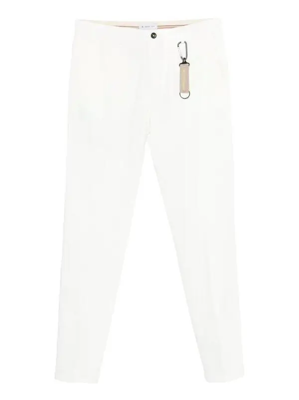 MANUEL RITZ Belt-loop Logo-patch Trousers - White