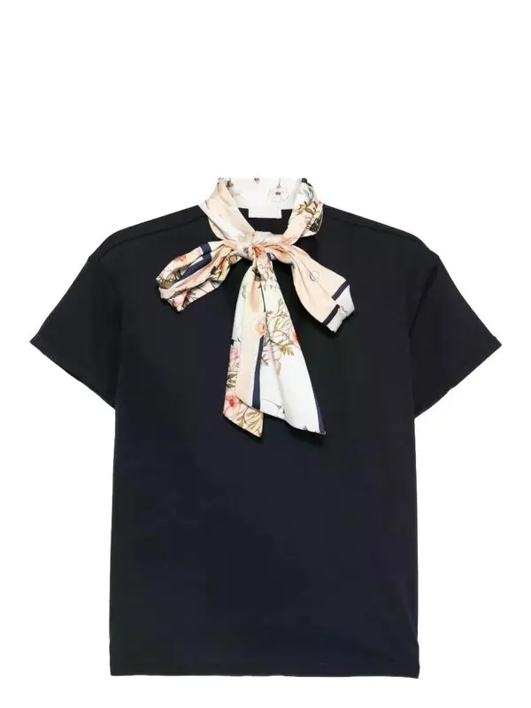 Liu Jo T-shirt With Floral Neck-tie - Blue