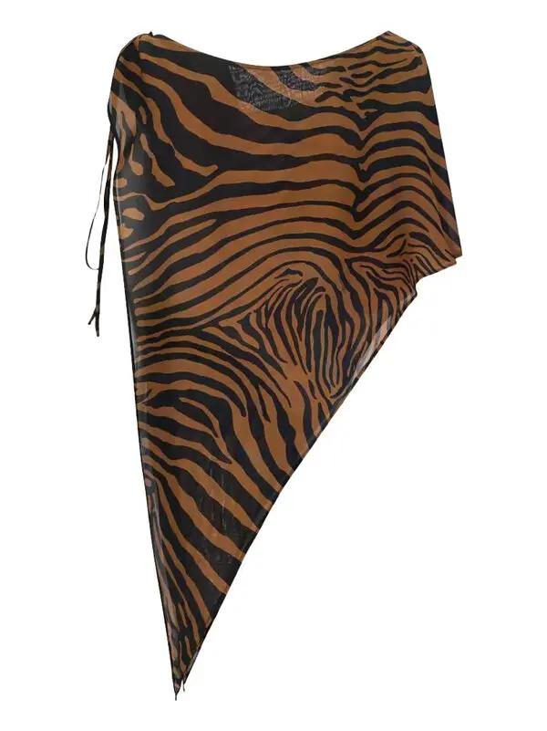 Blumarine Zebra-print Asymmetric Top - Brown