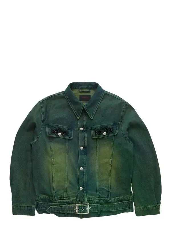 Simone Rocha Belted-waist Denim Jacket - Green