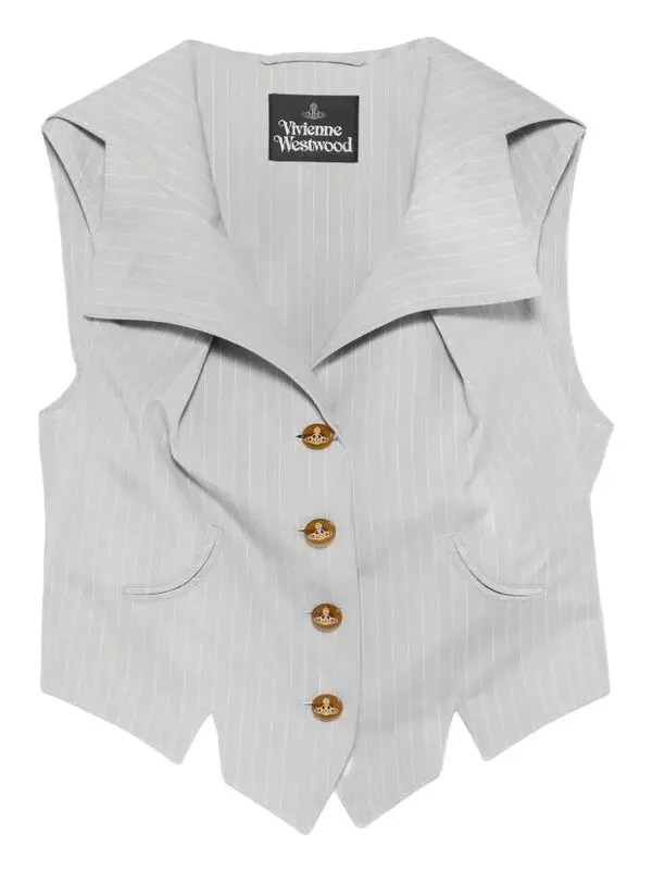 VIVIENNE WESTWOOD Meryl Pinstripe Buttoned Sleeveless Waistcoat - Grey
