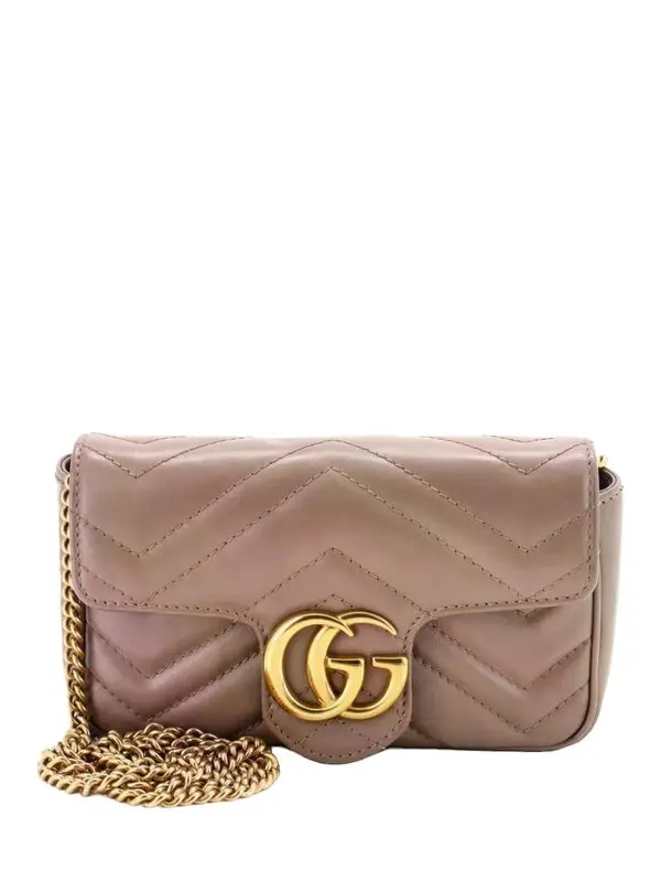 Gucci Gg Marmont Flap Bag Matelasse Leather Super Mini - Pink