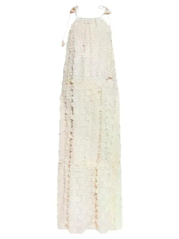 Munthe Floral-detail Maxi Dress - Neutrals