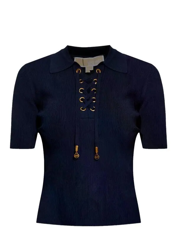 Michael Kors Lace-up Polo Top - Blue