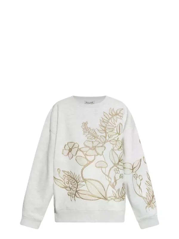 Munthe Floral-embroidered Sweatshirt - Grey