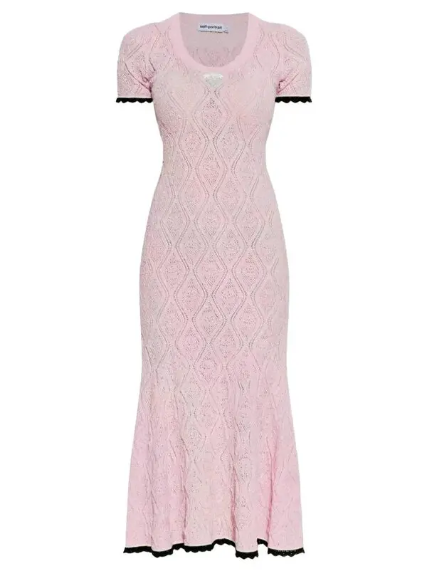 SELF-PORTRAIT Knitted Midi Dress - Pink