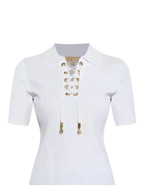 Michael Kors Lace-up Polo Top - White