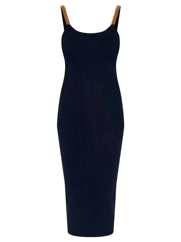 Michael Kors Chain-strap Ribbed Midi Dress - Blue