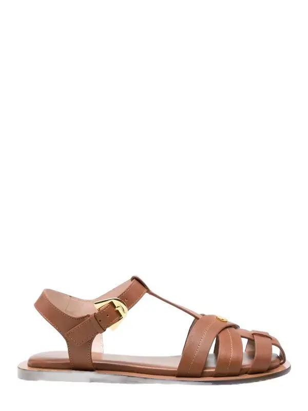 COCCINELLE Leather Flat Sandals - Brown