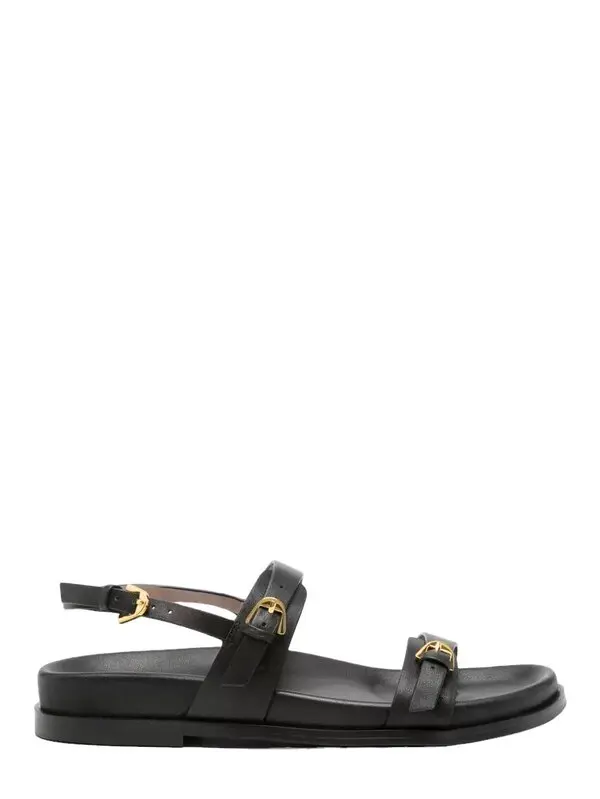 COCCINELLE Buckle Leather Sandals - Black