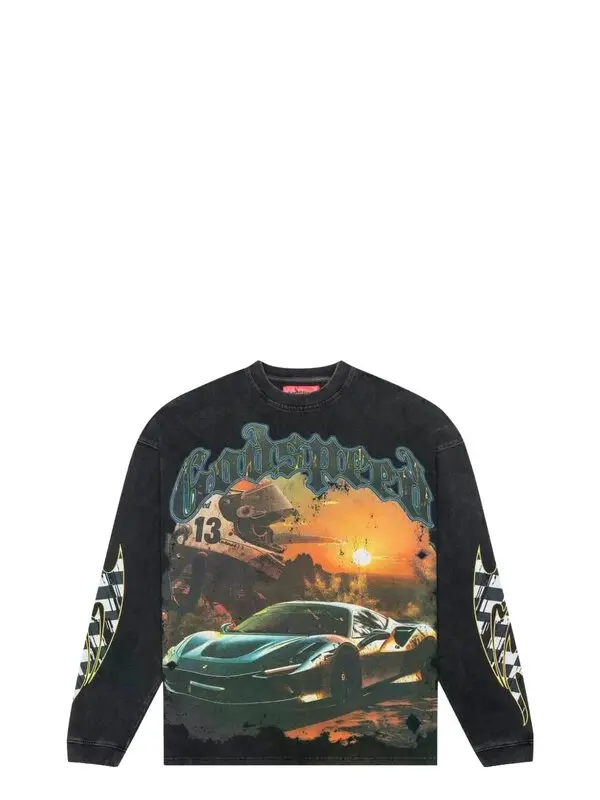 GODSPEED Sunset Drift Print Long-sleeve Sweatshirt - Black
