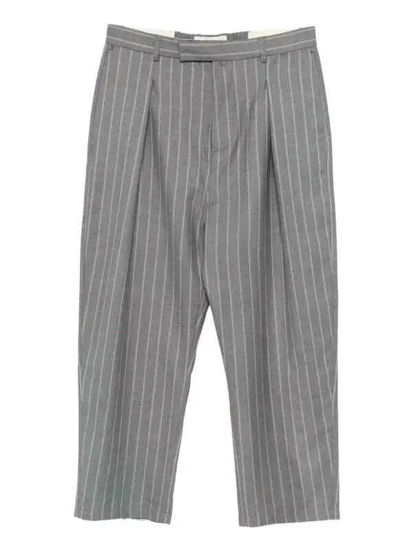 MORDECAI Pinstriped Pleated Trousers - Grey