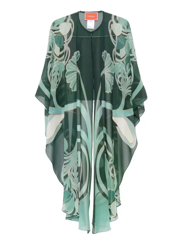 La DoubleJ Maria Floral Open Kaftan - Green