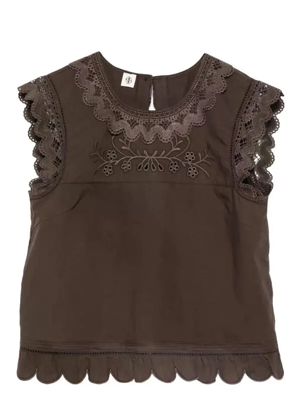THE GARMENT Kirsten Lace Floral Top - Brown