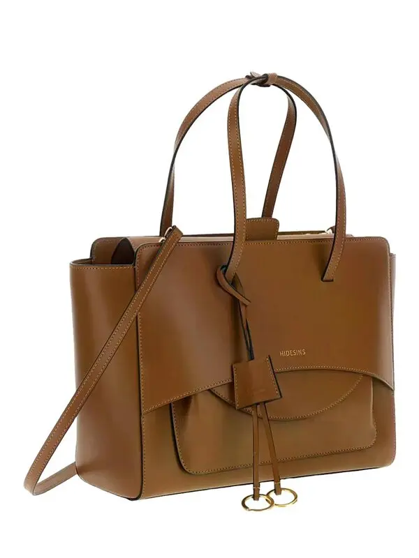 HIDESINS Flap Leather Tote Bag - Brown