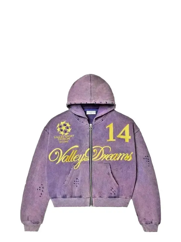 VALE FOREVER Embroidered Zip-up Hoodie - Purple