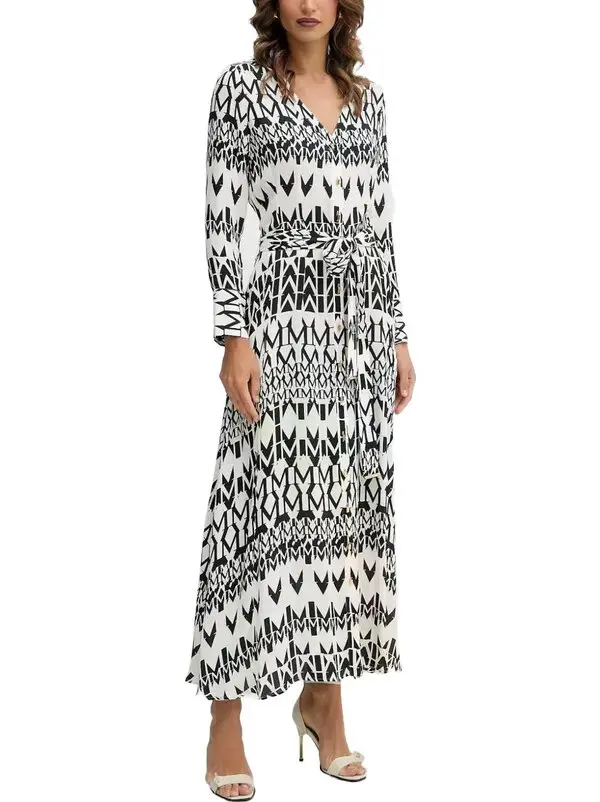 Guess Buttoned Geometric-print Maxi Dress - White