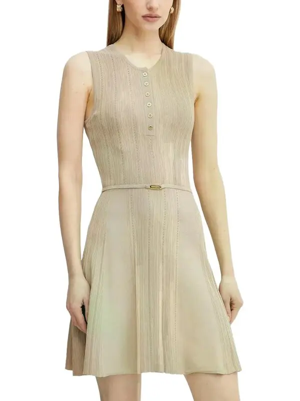 Guess Button Belted Mini Dress - Neutrals