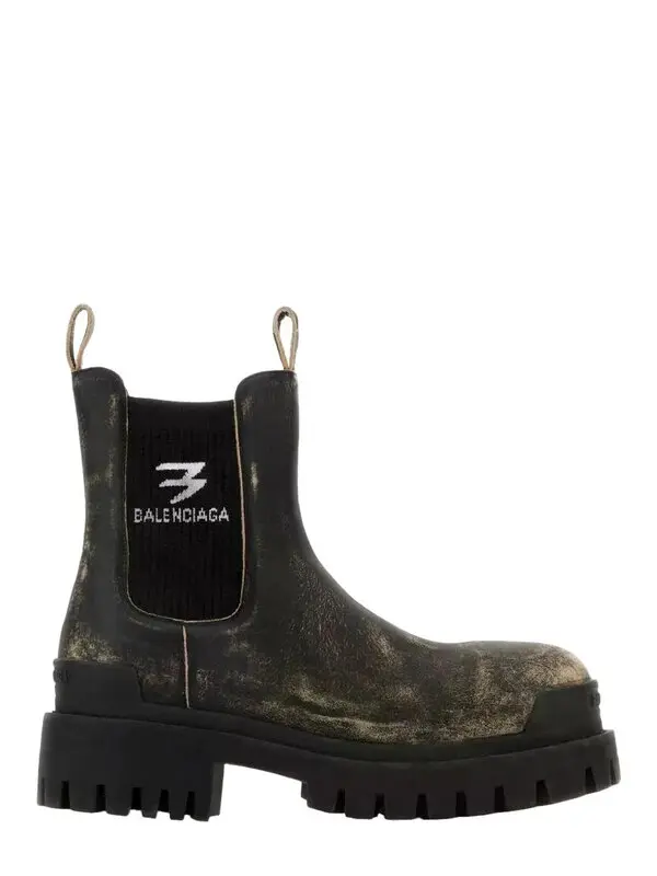 Balenciaga Strike Leather Chelsea Boots - Black