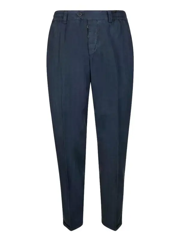 PT TORINO Pleated Cotton Trousers - Blue