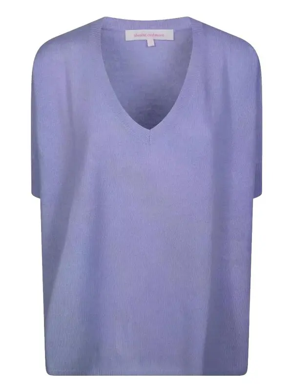 ABSOLUT CASHMERE V-neck Short-sleeve Cashmere T-shirt - Purple