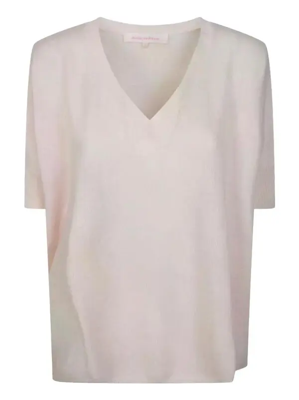 ABSOLUT CASHMERE V-neck Short-sleeve Top - Neutrals