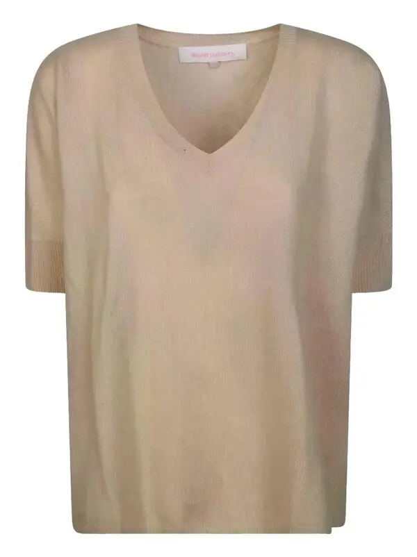 ABSOLUT CASHMERE Kate V-neck Short-sleeve Cashmere T-shirt - Neutrals