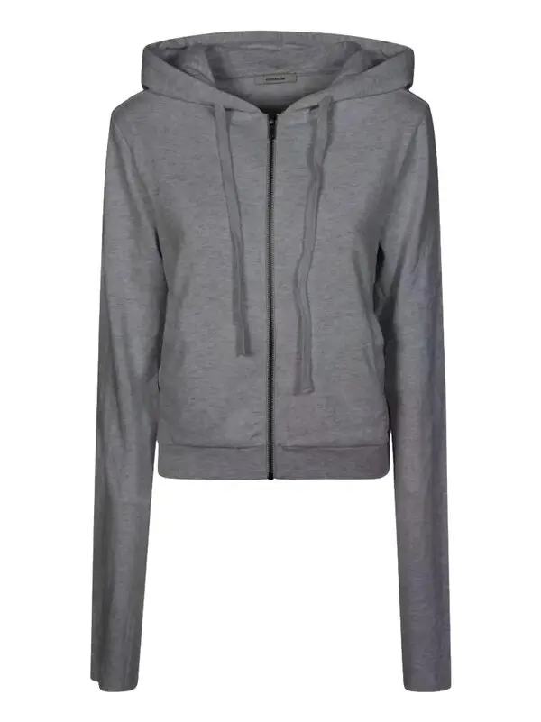 ENTIRE STUDIOS Zip-up Cropped Cotton Hoodie - Grey