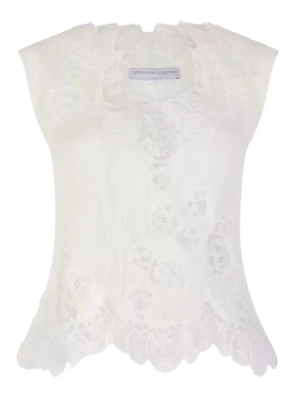 Ermanno Scervino Lace Detail Top - White