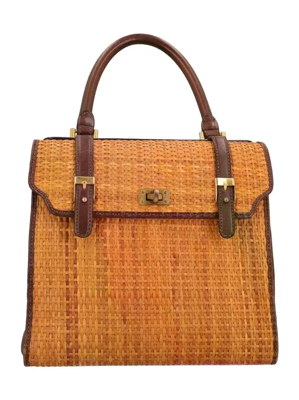 Vintage Wicker Tote Bag - Brown